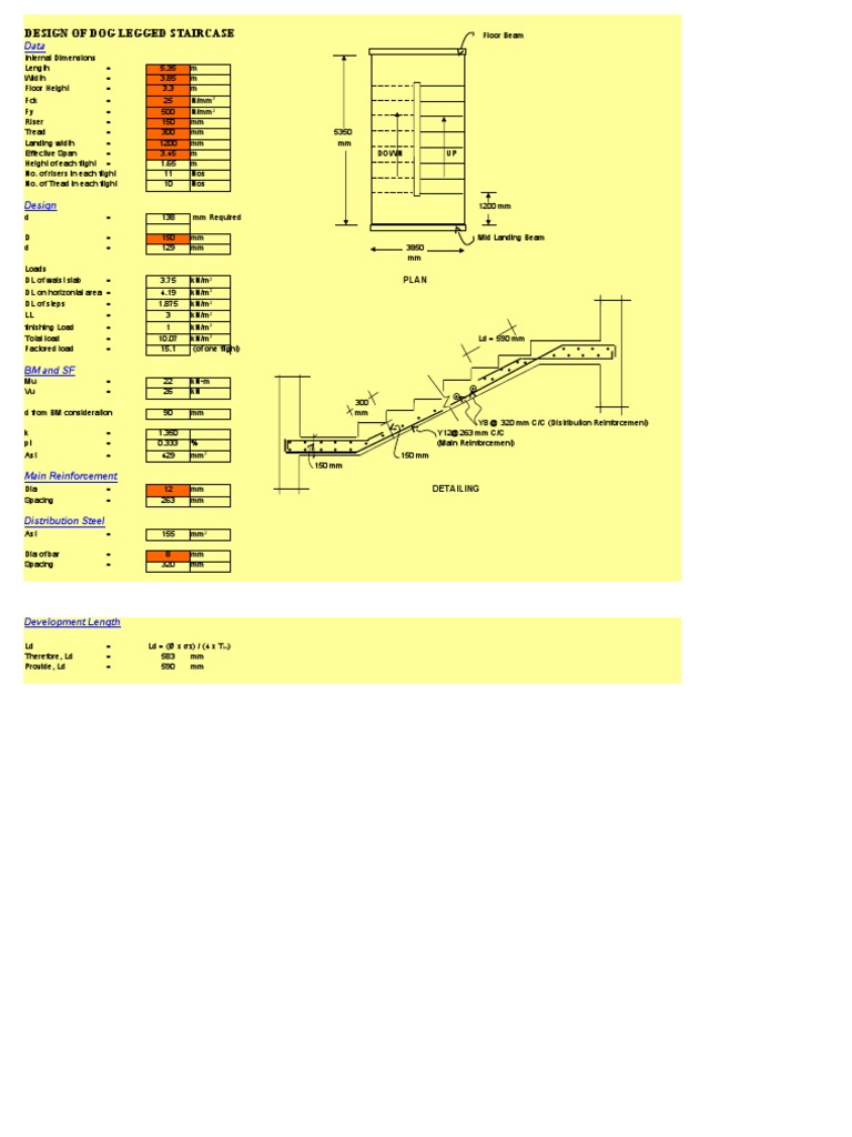 Best Staircase Design Excel Sheet | PDF | Stairs | Components