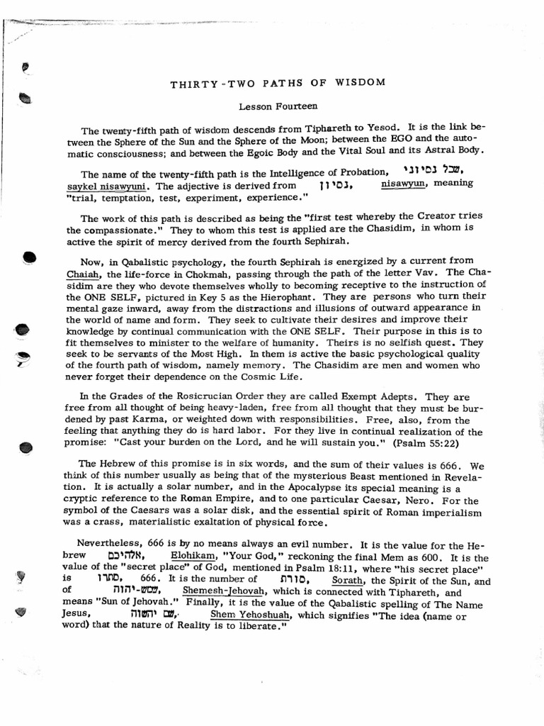 32 Paths Lesson 14 and Lesson 15 | PDF | Number Of The Beast | Hermetic ...