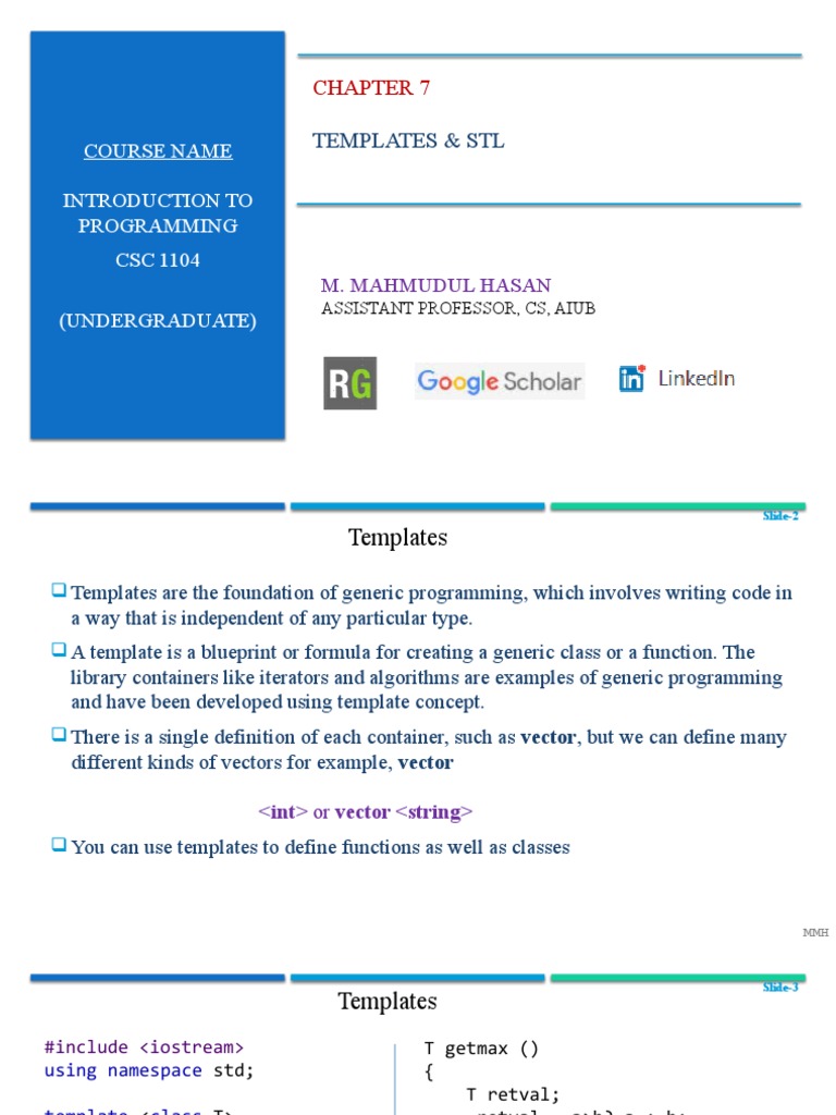 Cpp Ch07 Templates Stl Pdf Array Data Structure Programming 0122