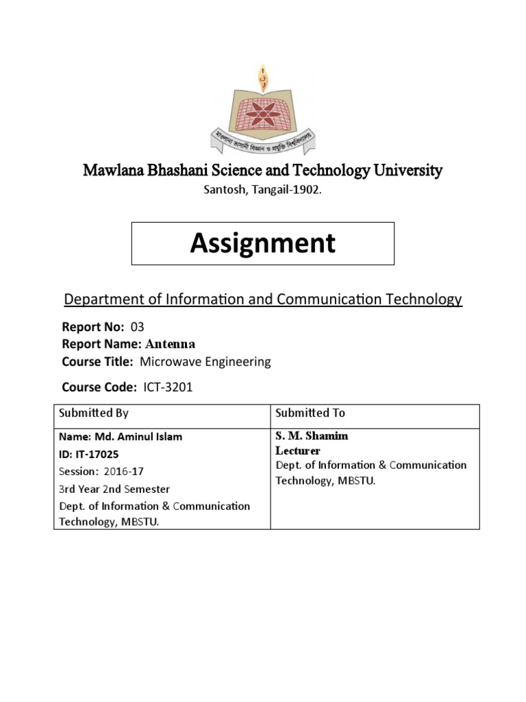 Assignment: Mawlana Bhashani Science and Technology University | PDF