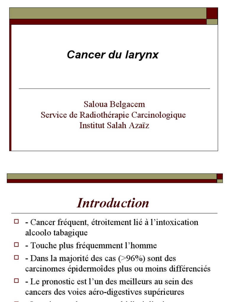 Cancer Du Larynx Tech | PDF | Cancer | Médecine clinique