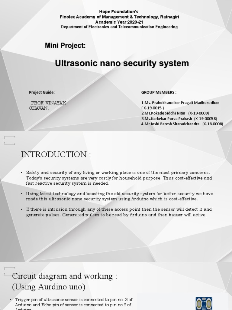 Ultra Sonic Nano Sequrity System | PDF | Security Alarm | Electrical ...