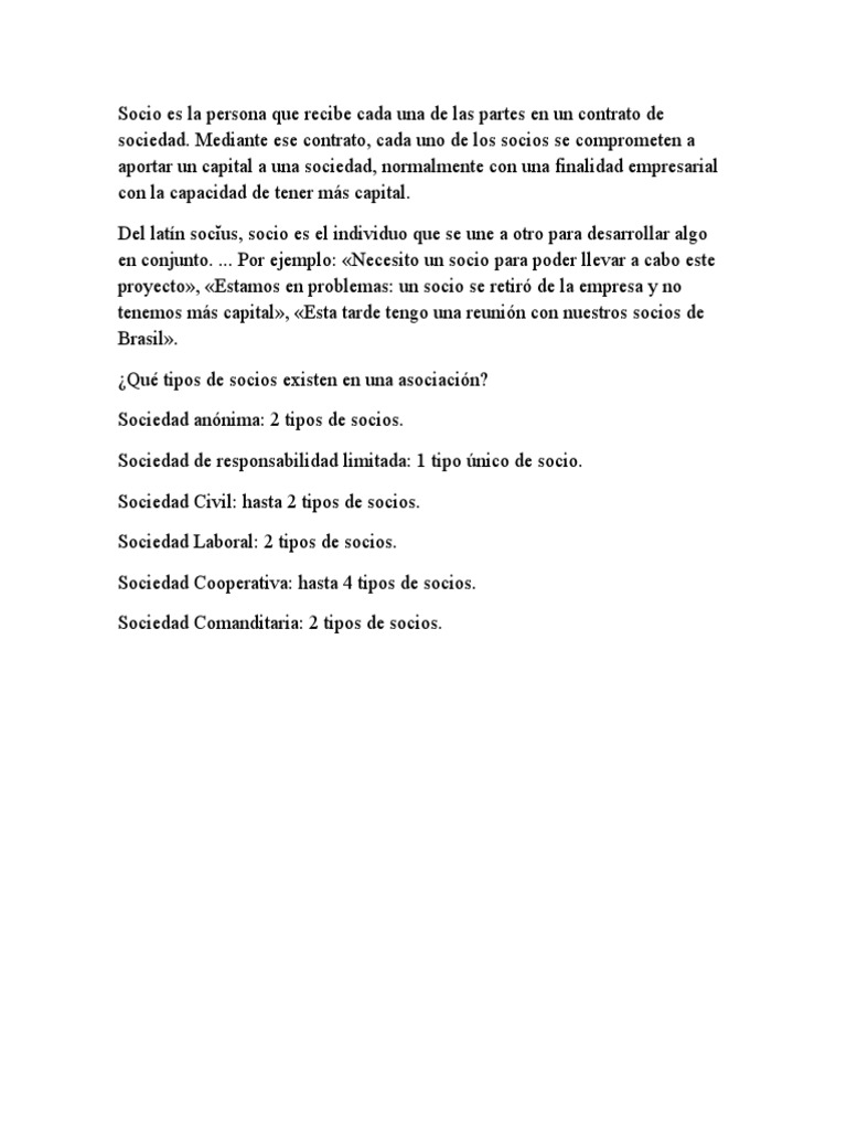 Definición y tipos de socios | PDF