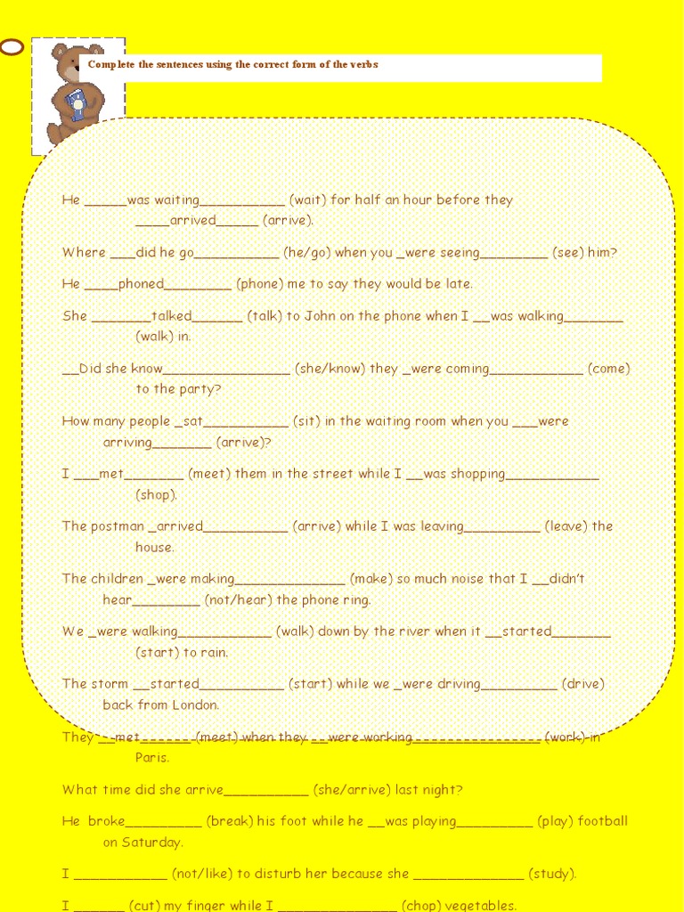 Complete The Sentences Using The Correct Form of The Verbs | PDF