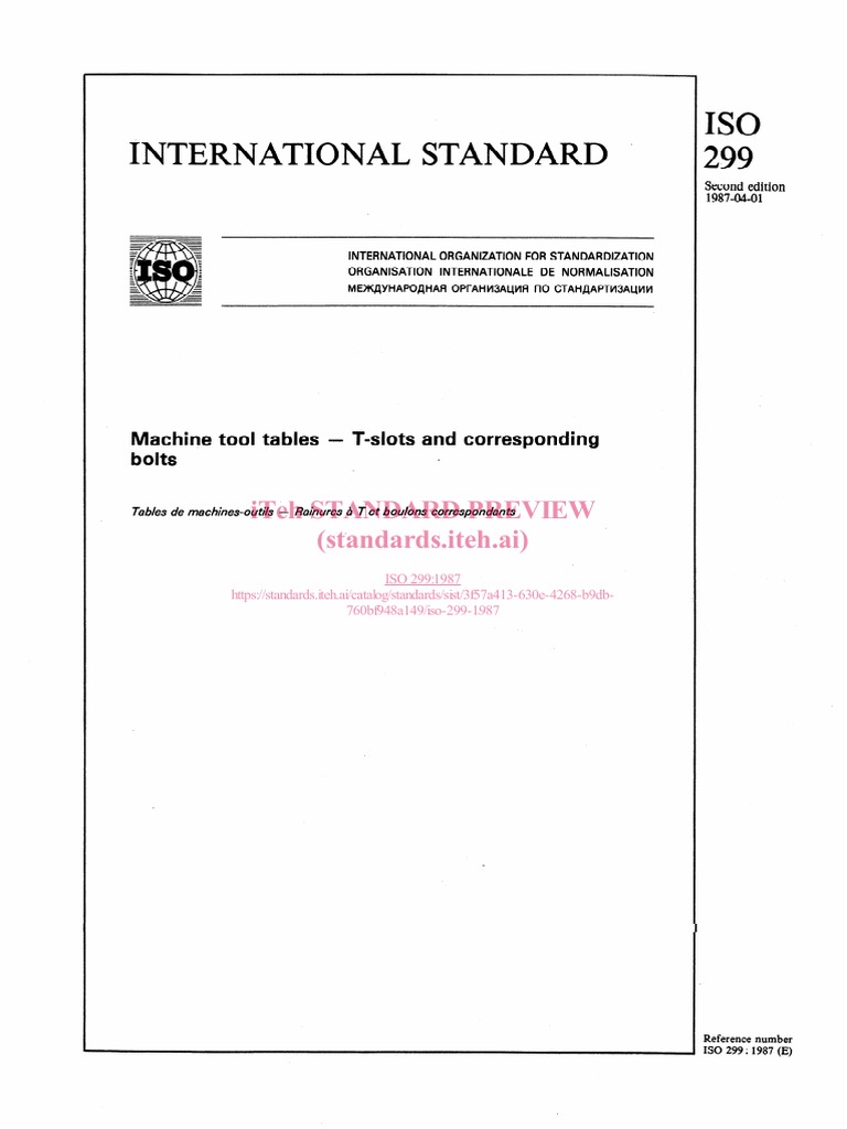 Iso 299 1987 | PDF | International Organization For Standardization | Screw