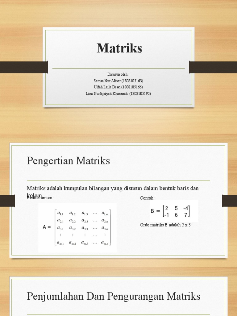 (FIX) PPT Kelompok 2 Matriks | PDF | Metode & Bahan Ajar