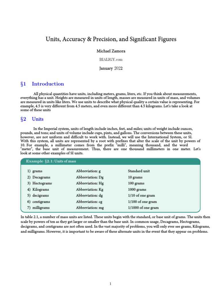 Units, Accuracy Precision, Sig Figs | PDF | Significant Figures ...