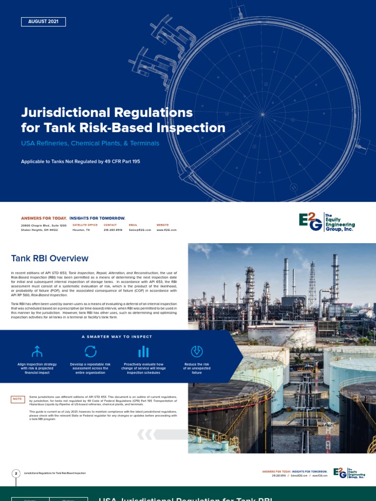 Jurisdictional Regulations For Tank Risk Based Inspection E2G (Aug 2021 ...