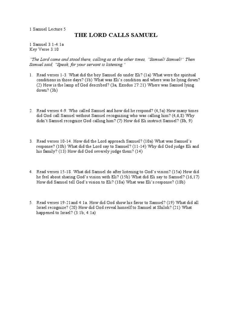 1 Samuel Lecture 5Q | PDF