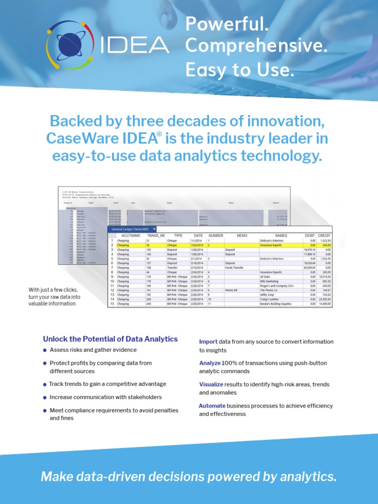 Caseware Idea Product Sheet | Download Free PDF | Analytics | Automation