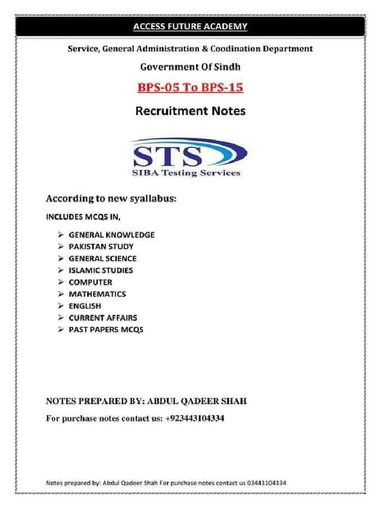 Bps 5 To 15 Syllabus Mcqs | PDF