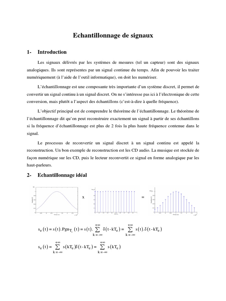 Échantillonnage et reconstruction des signaux | PDF | Échantillonnage ...