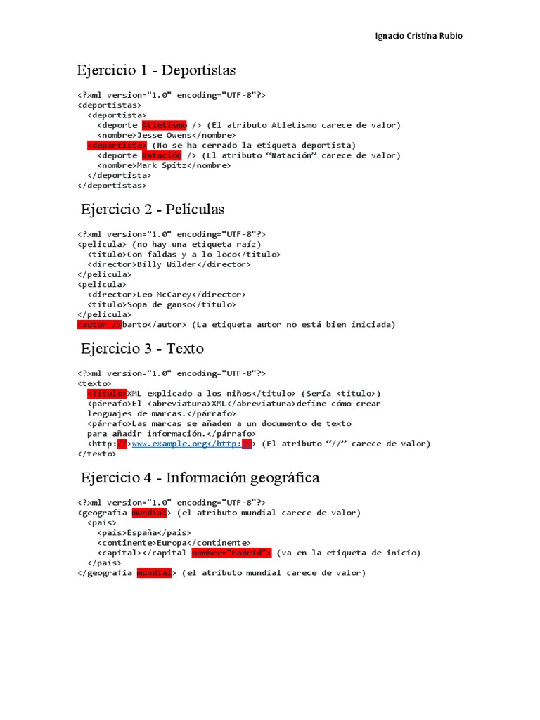 Ejercicios XML Bien Formados | PDF | Xml | Comunicación escrita
