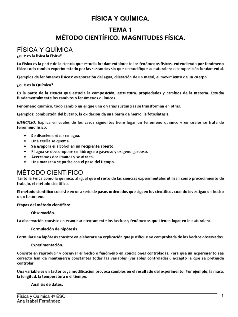 Metodo Cientifico. Magnitudes Físicas | PDF | Teoría | Ecuaciones