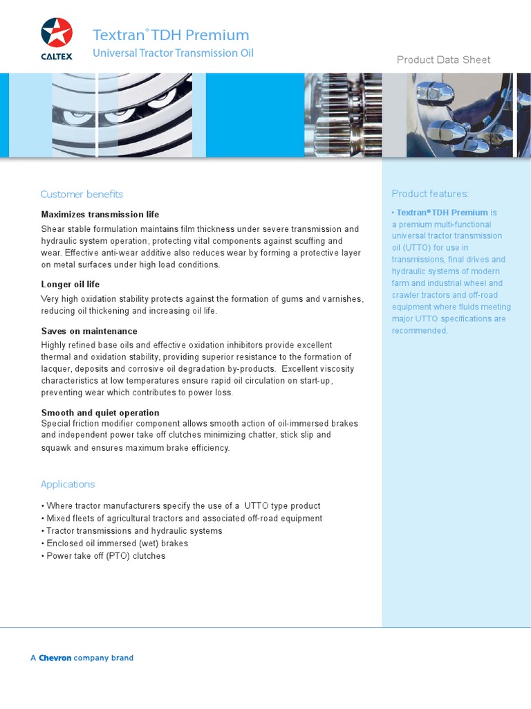 Textran TDH Premium: Universal Tractor Transmission Oil | PDF | Applied ...