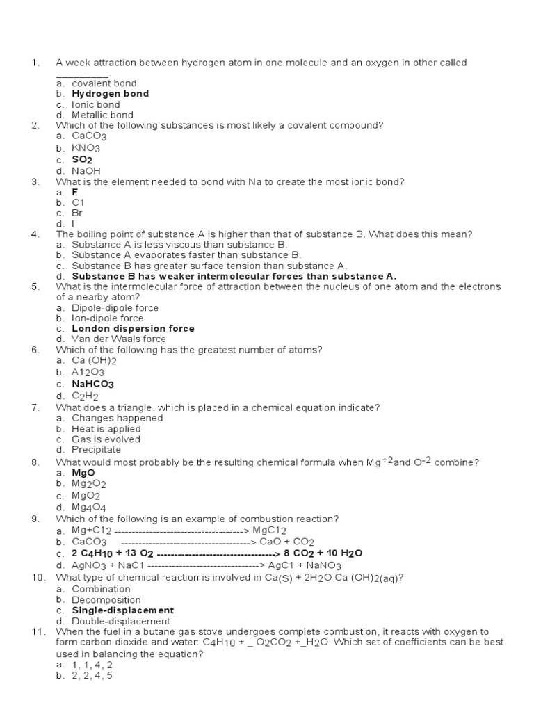 Physical Science Paper 2 Topics Overview | PDF | Gases | Chemical Bond