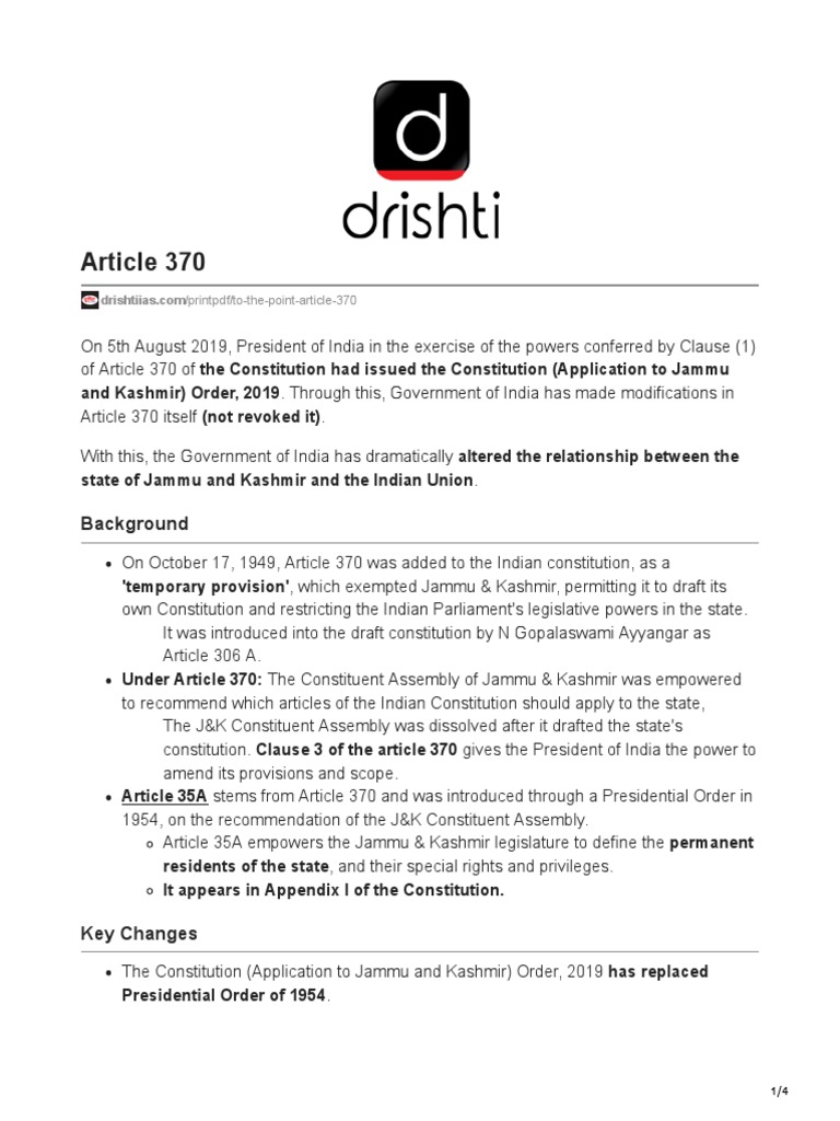 Article 370: Background | PDF | Public Law | Social Institutions