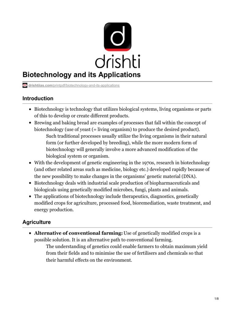 Biotechnology and Its Applications | PDF | Biotechnology | Genetically ...