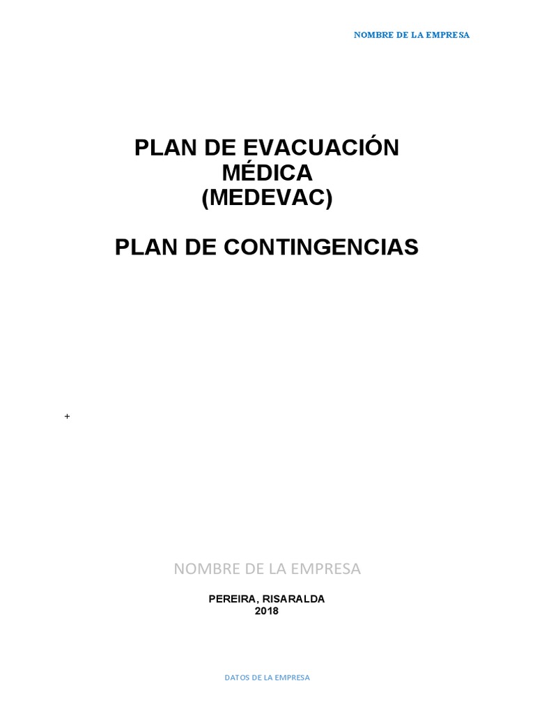 Plan de Evacuación Médica (Medevac) | PDF | Lesión | Hospital
