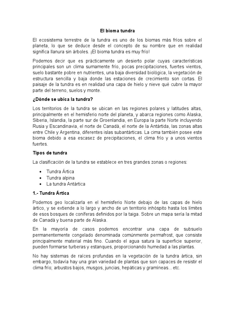 El Bioma Tundra | PDF | Ciencias de la Tierra | Geografía Física