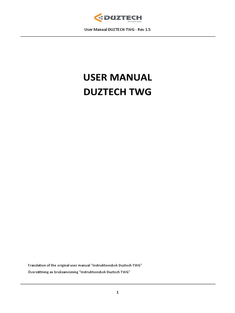 User Manual EN - Duztech TWG Ver 1.5 | PDF | Switch | Valve