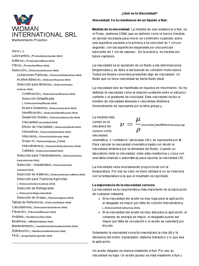 Viscosidad - Widman International SRL | PDF | Viscosidad | Petróleo