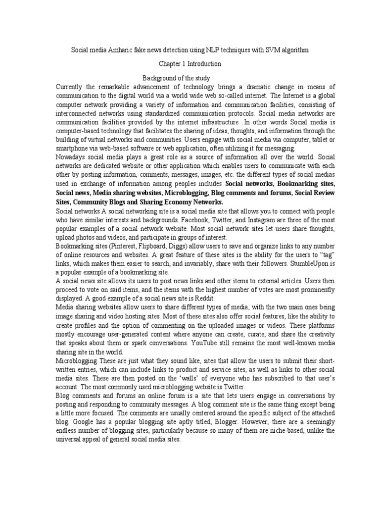 Social Media Amharic Fake News Detection Using NLP Techniques With SVM ...