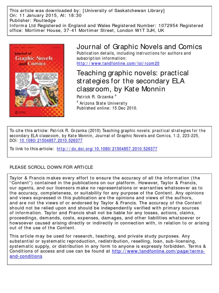 Journal of Graphic Novels and Comics | PDF | Books | Theory