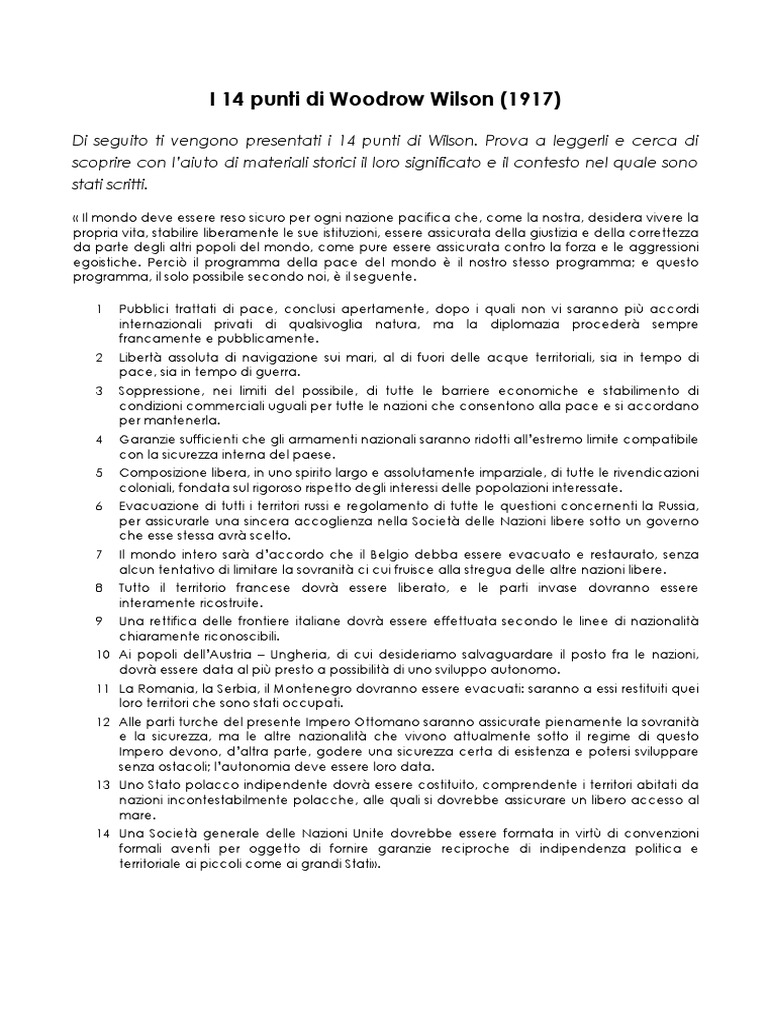 I 14 Punti Di Wilson | PDF