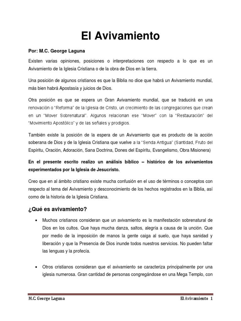 El Avivamiento | PDF | Renacimiento cristiano | Pentecostalismo
