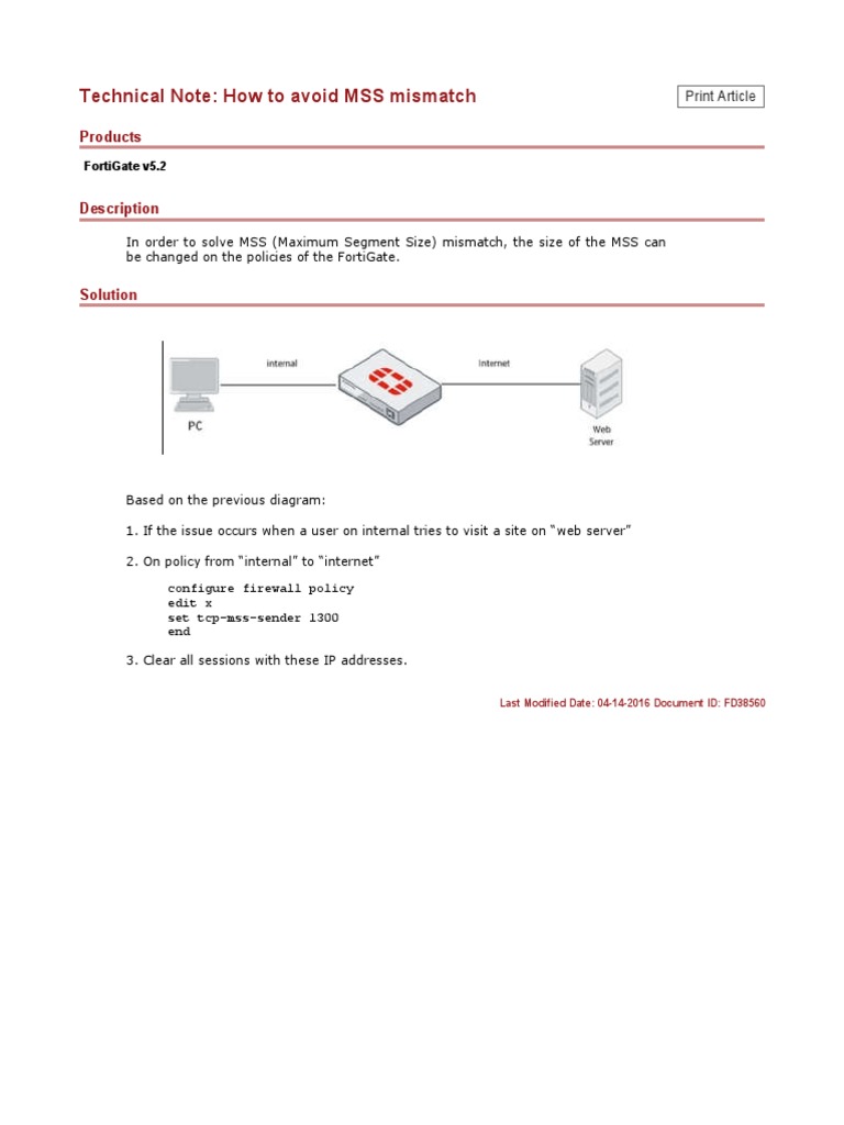 Technical Note: How To Avoid MSS Mismatch: Products | PDF