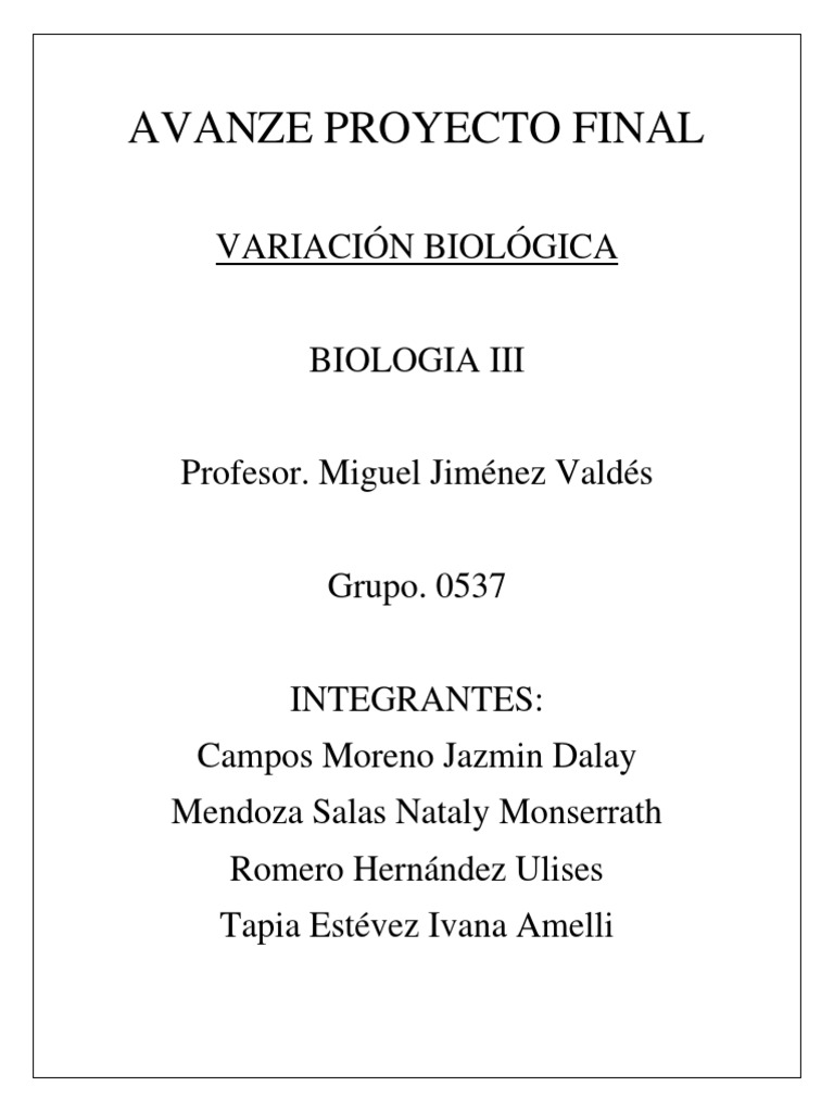 Avanze Proyecto Final Biologia Iii PDF | PDF | Mutación | Gene