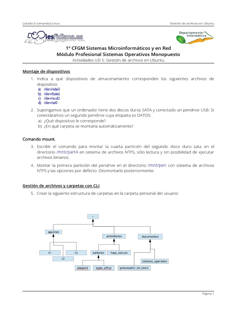 LISTADO 6) Mount Mkdir Touch Ls CP MV Cat Find Gzip Tar RM - V4 (18 ...
