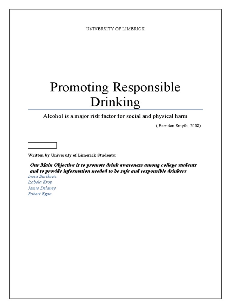 Responsible Drinking Awareness Plan | PDF | Alcoholism | Alcohol