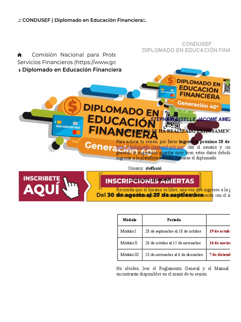 CONDUSEF - Diplomado en Educación Financiera | PDF | Educación ...