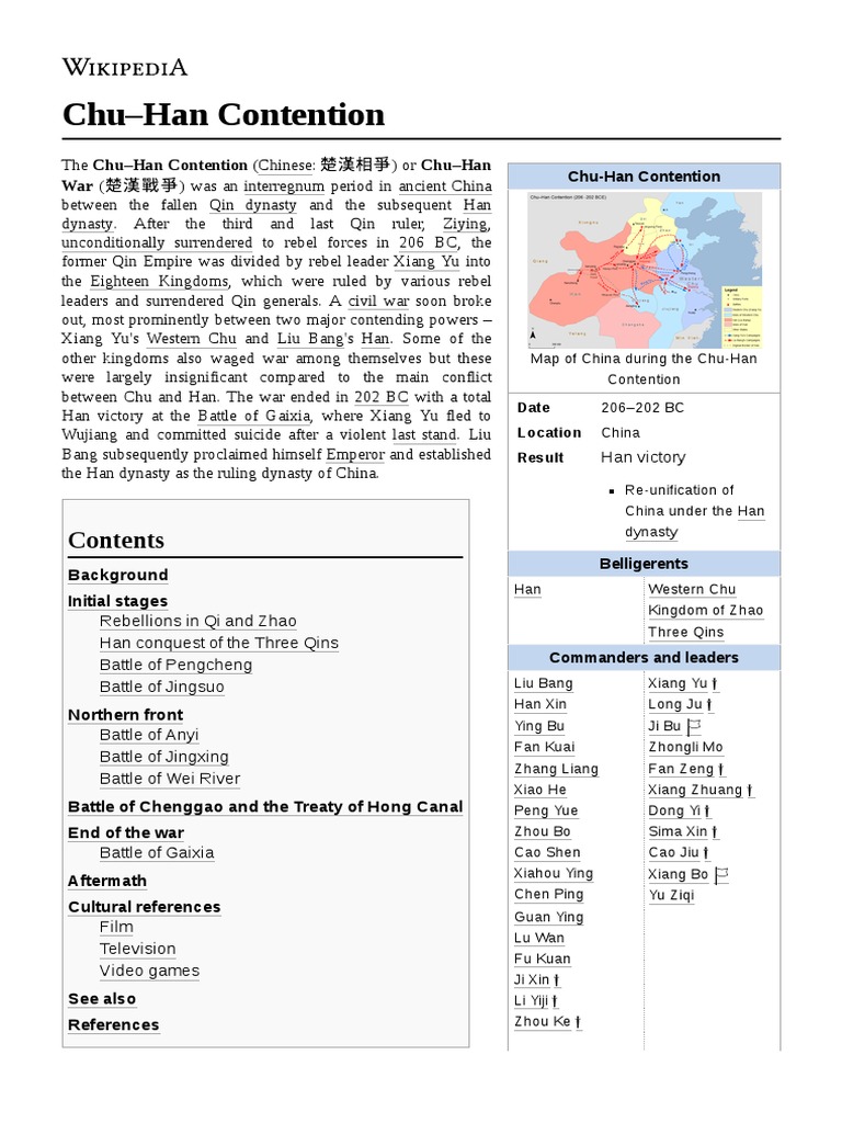 Chu-Han Contention | PDF | Han Dynasty | 3rd Century Bc