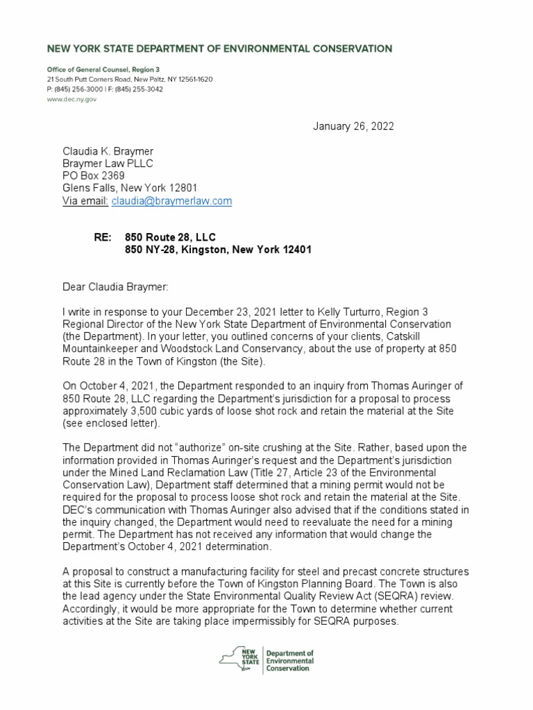 New York State Department of Environmental Conservation Letter | PDF ...
