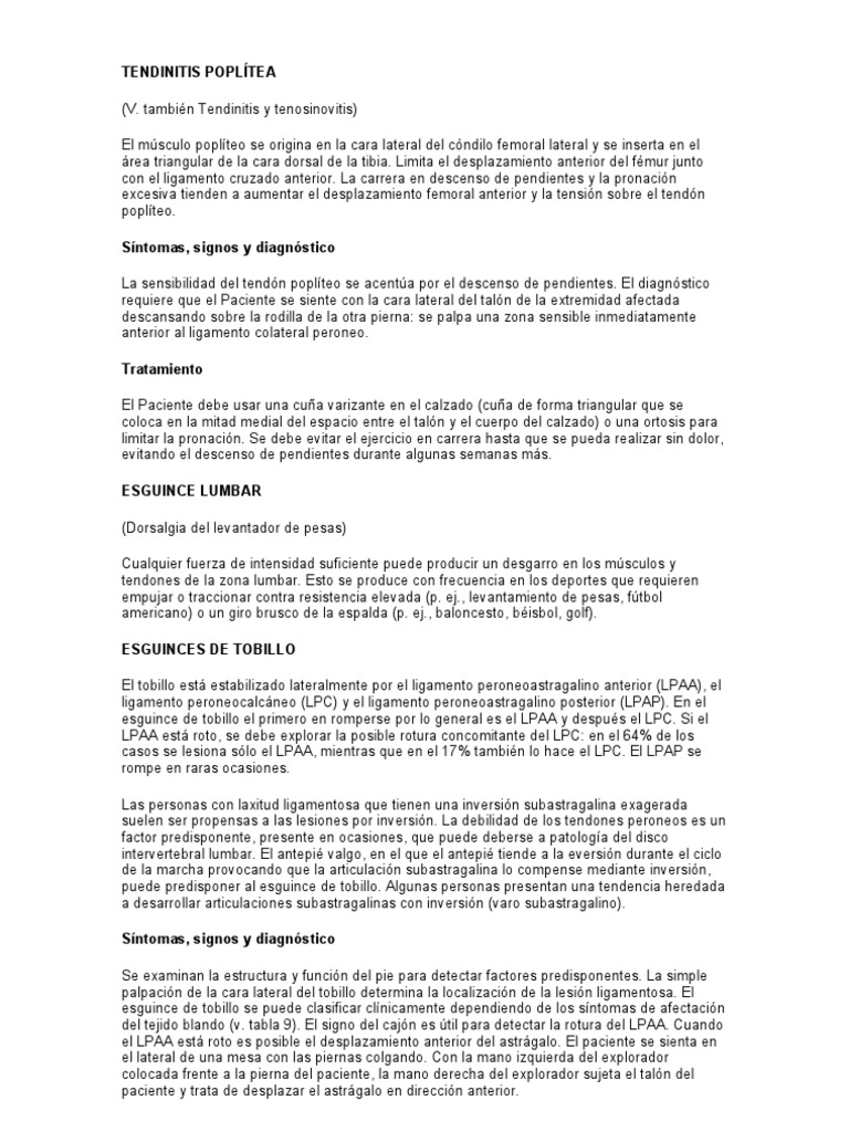 Tendinitis Poplítea | PDF | Dolor lumbar | La columna vertebral