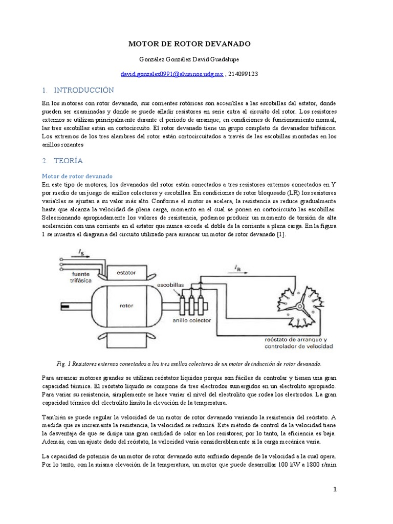 Practica 10 - Motor de Rotor Devanado | PDF | Inductor | Resistor