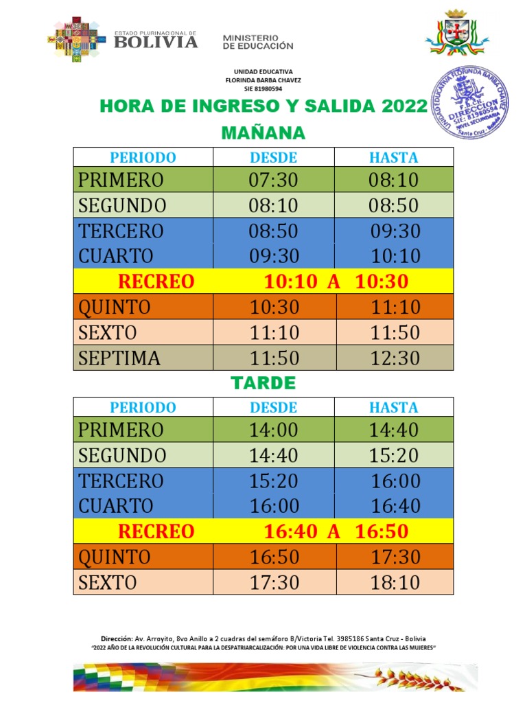 Horario de Ingreso y Salida-Uniformes 2021 | PDF | Ropa