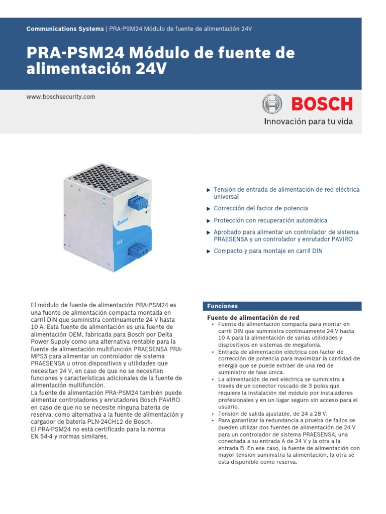 PRA PSM24 Power Supp Data Sheet EsES 76035369611 | PDF | Fuente de ...