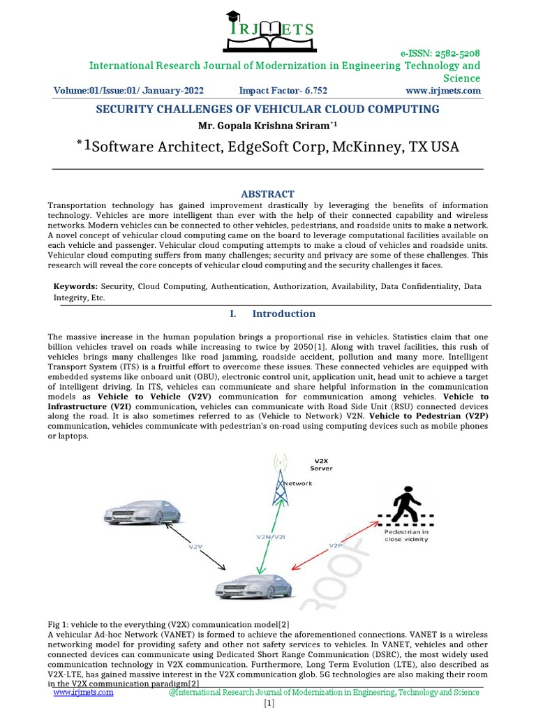 Security Challenges of Vehicular Cloud Computing | PDF | Cloud ...