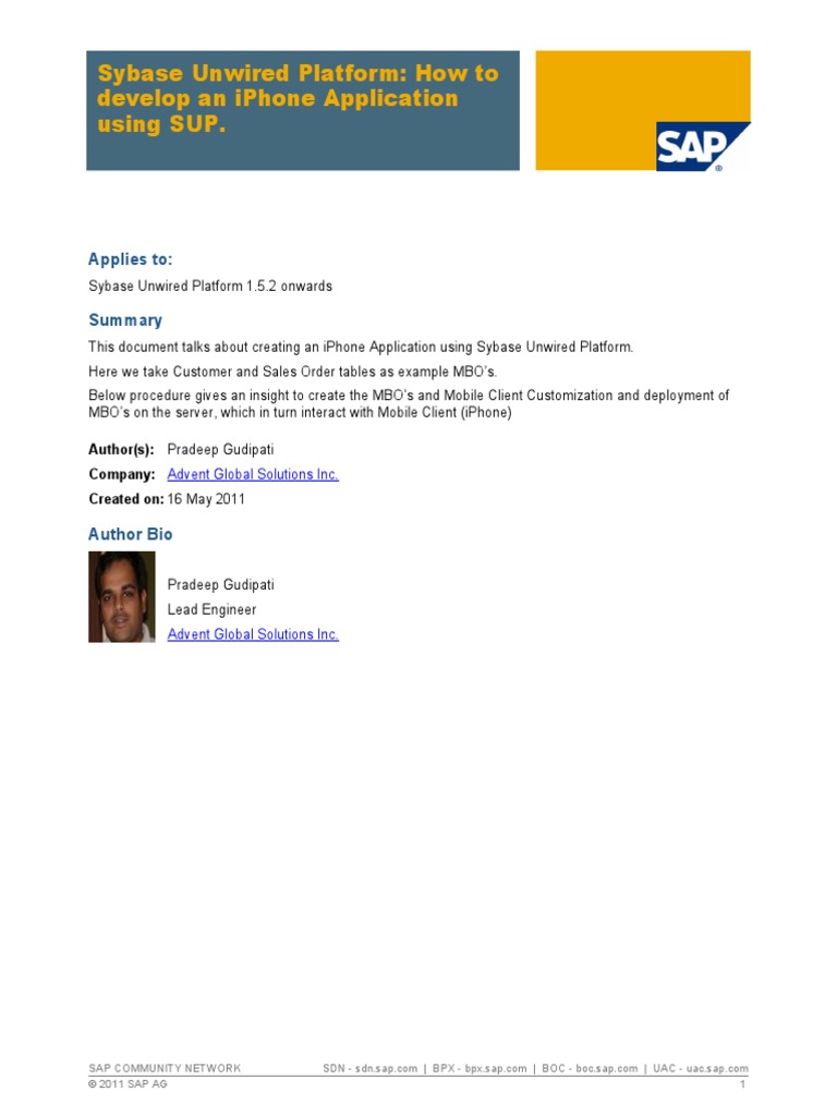 Sybase Unwired Platform: How To Develop An Iphone Application Using Sup ...