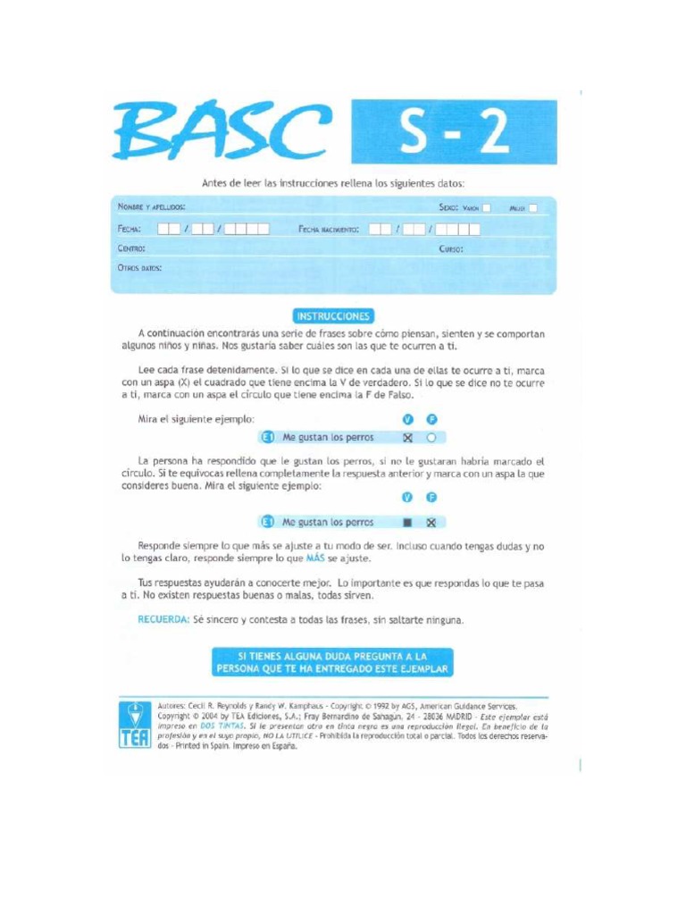 Prueba BASC 2 | PDF