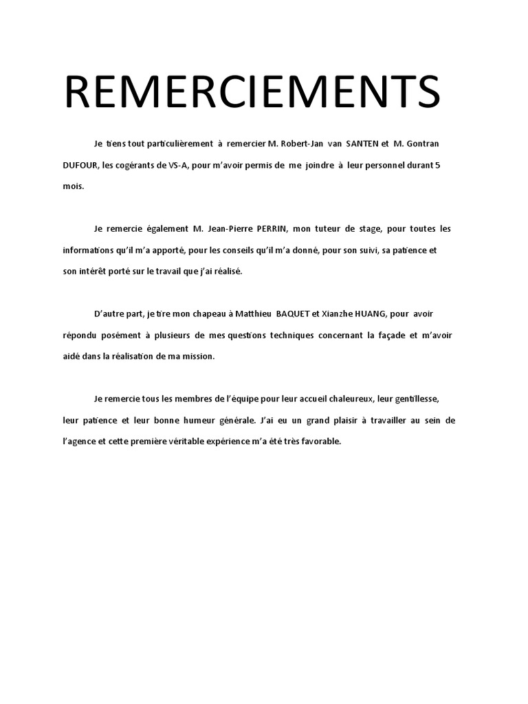 6 Mémoire Remerciement Introduction Conclusion | PDF | Expérience