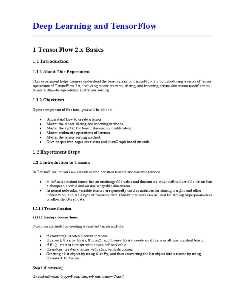Deep Learning and TensorFlow | PDF | Tensor | Integer (Computer Science)