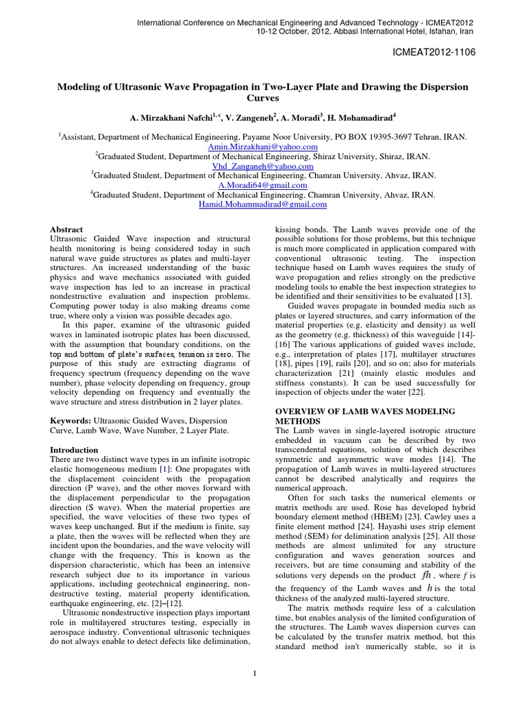 Modeling of Ultrasonic Wave Propagation in Two-Layer Plate and Drawing ...