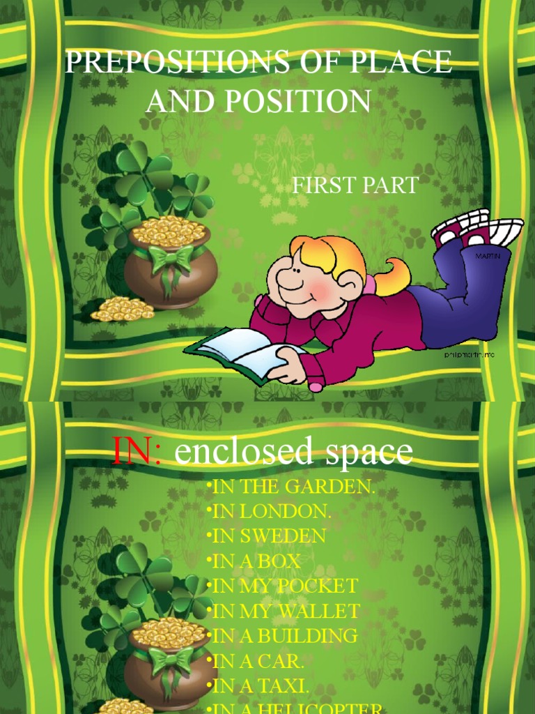 Prepositions of Place and Position: First Part | PDF