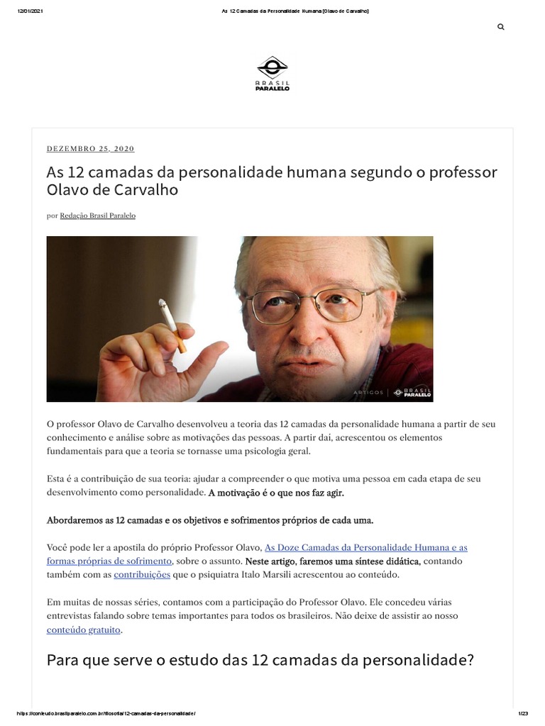 As 12 Camadas Da Personalidade Humana (Olavo de Carvalho) | PDF ...