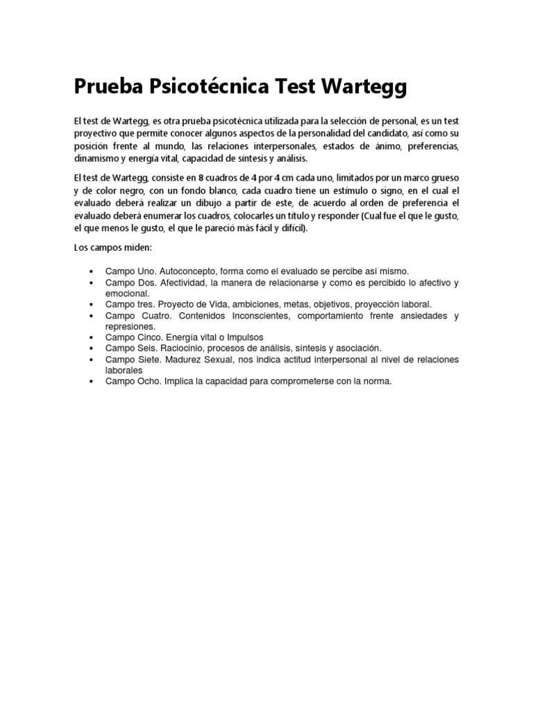 Prueba Psicotécnica Test Wartegg | PDF
